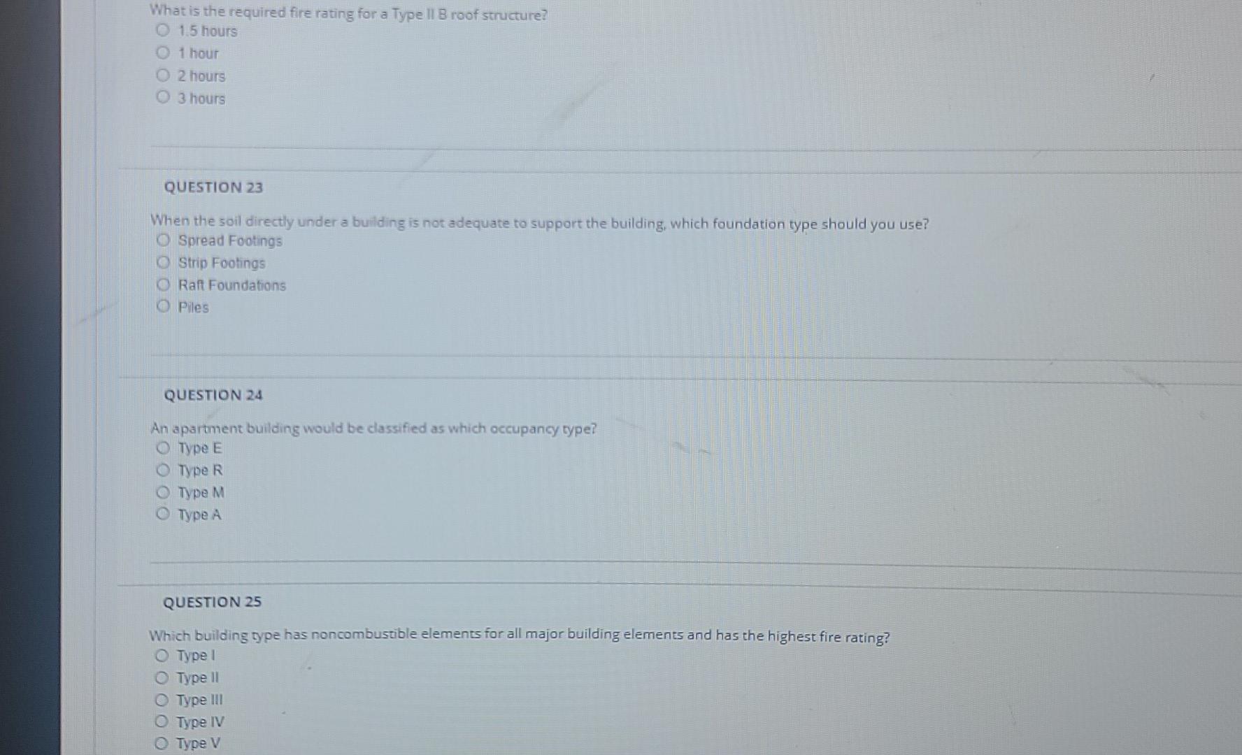Solved What is the required fire rating for a Type II B roof | Chegg.com