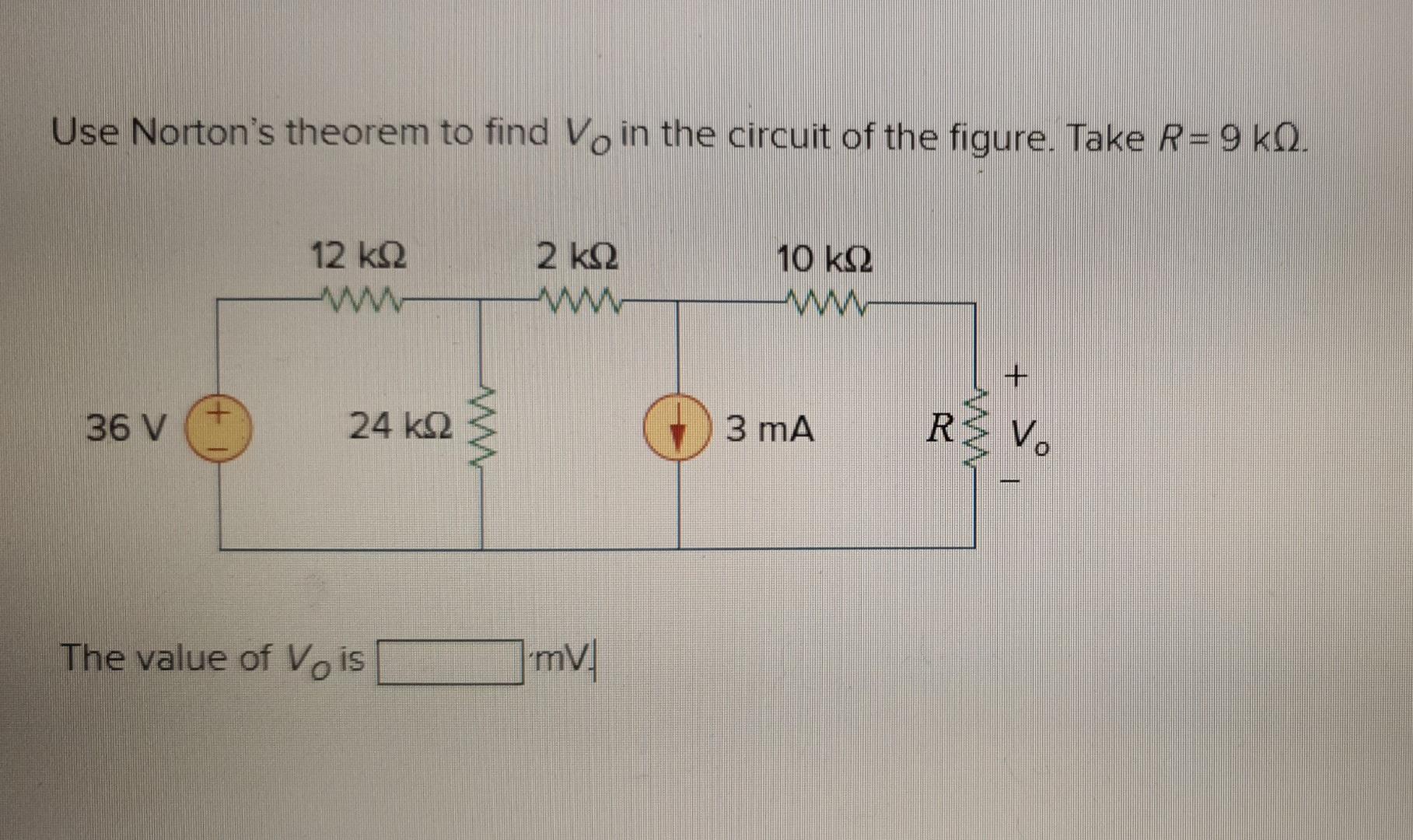 Solved Use Norton's theorem to find Vo in the circuit of the | Chegg.com