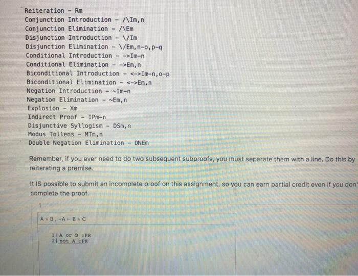 Solved Reiteration - Rm Conjunction Introduction - Im,n | Chegg.com