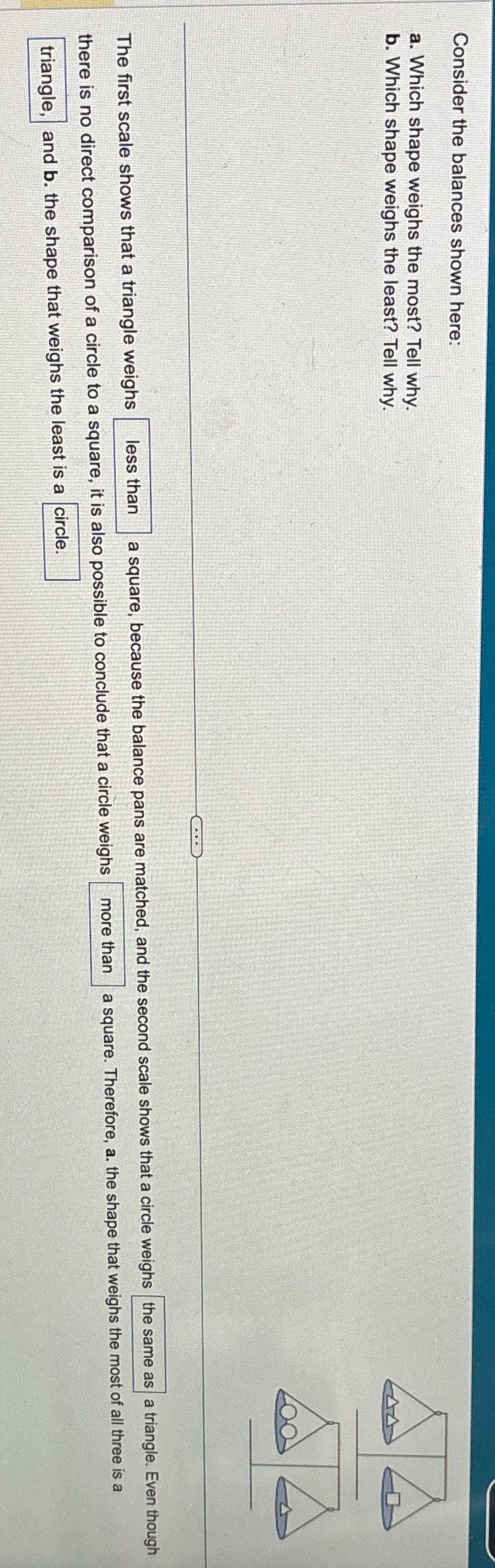 Solved Consider the balances shown here:a. ﻿Which shape | Chegg.com