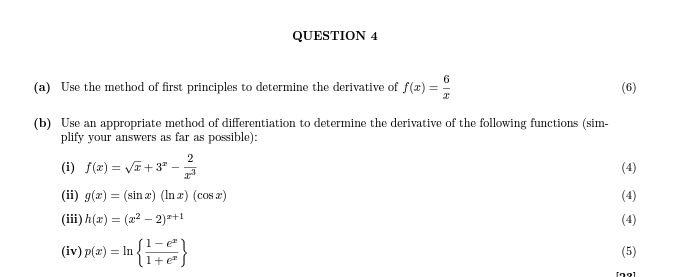 Solved QUESTION 4(a) ﻿Use the method of first principles to | Chegg.com