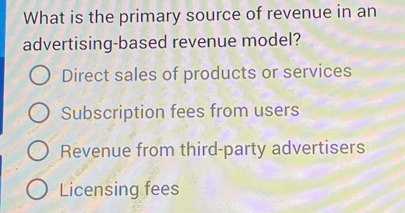 Solved What is the primary source of revenue in an | Chegg.com