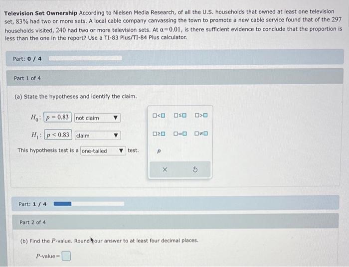 Solved Television Set Ownership According to Nielsen Media | Chegg.com
