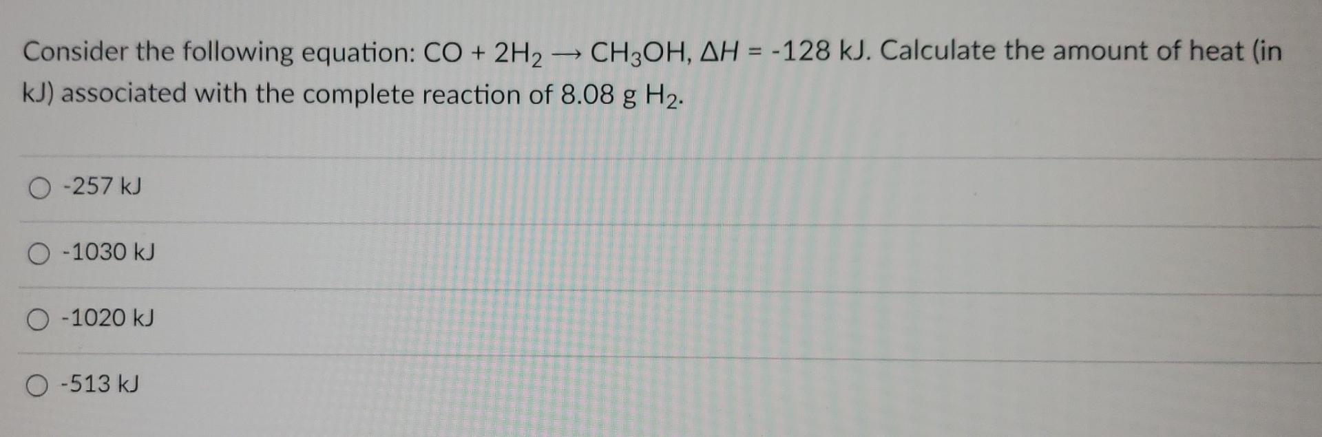 Solved Consider the following equation: CO + 2H2 - CH3OH, AH | Chegg.com