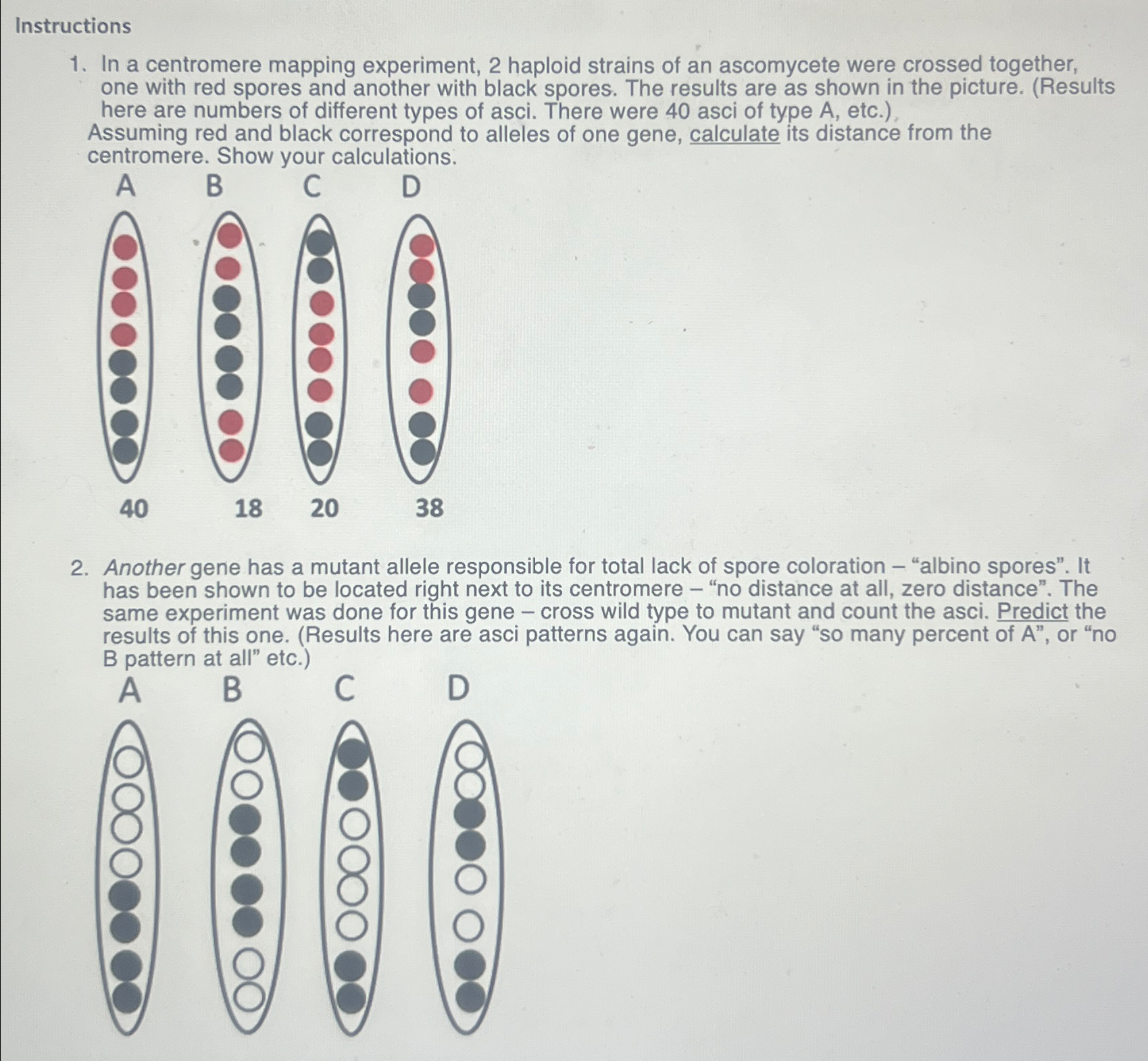 Solved InstructionsIn a centromere mapping experiment, 2 | Chegg.com