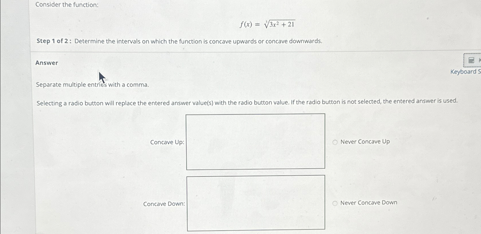 Solved Consider The Function F X 3x2 213step 1 ﻿of 2 ﻿