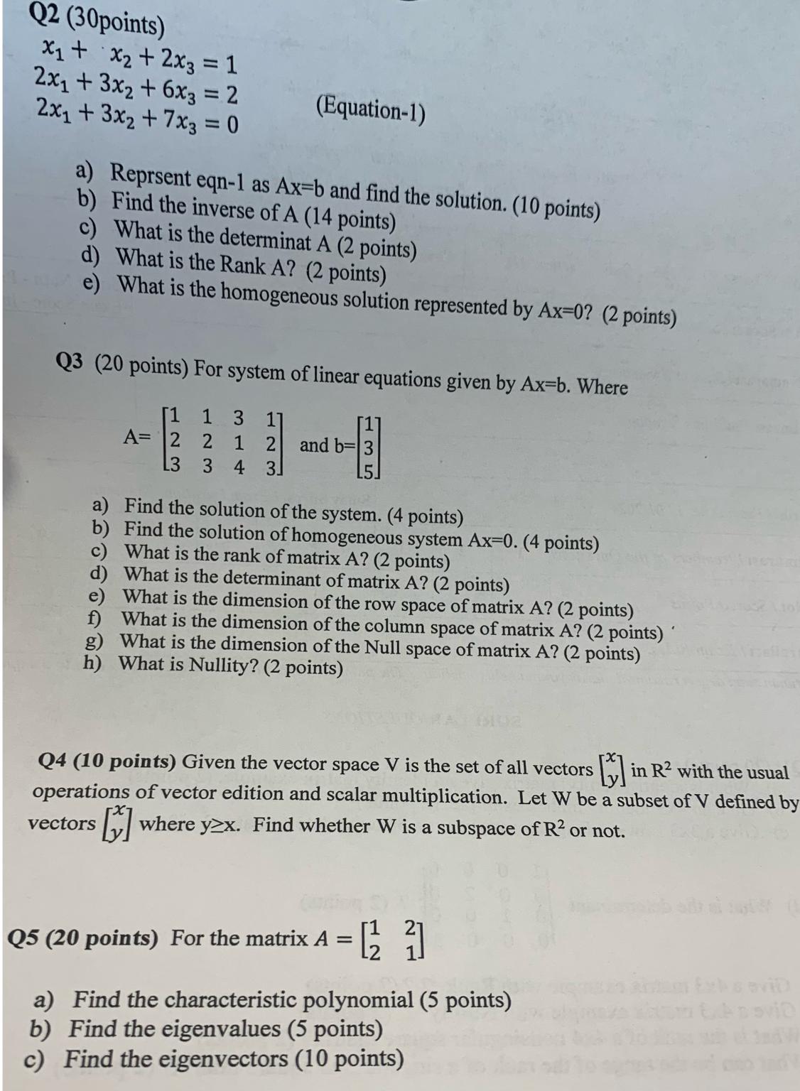 Solved Q2 (30points)]=[1(Equation-1)a) ﻿Reprsent eqn- 1 ﻿as | Chegg.com