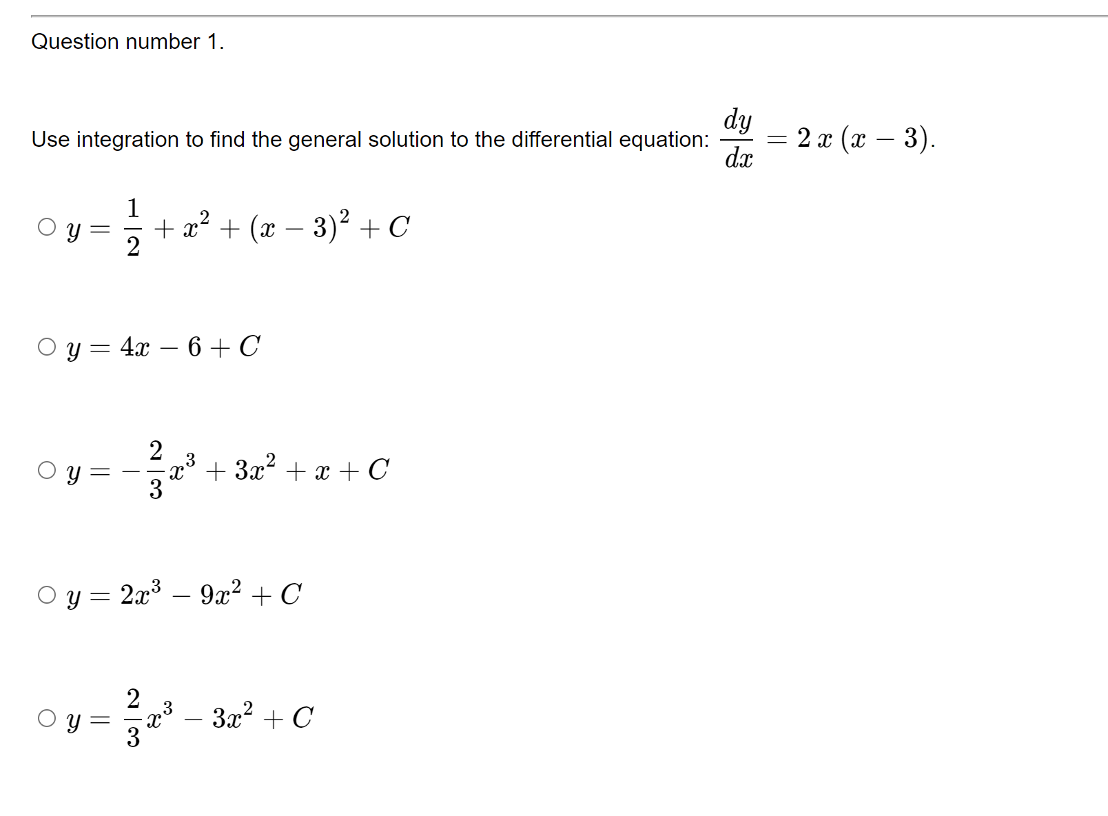Solved Question number 1.Use integration to find the general | Chegg.com