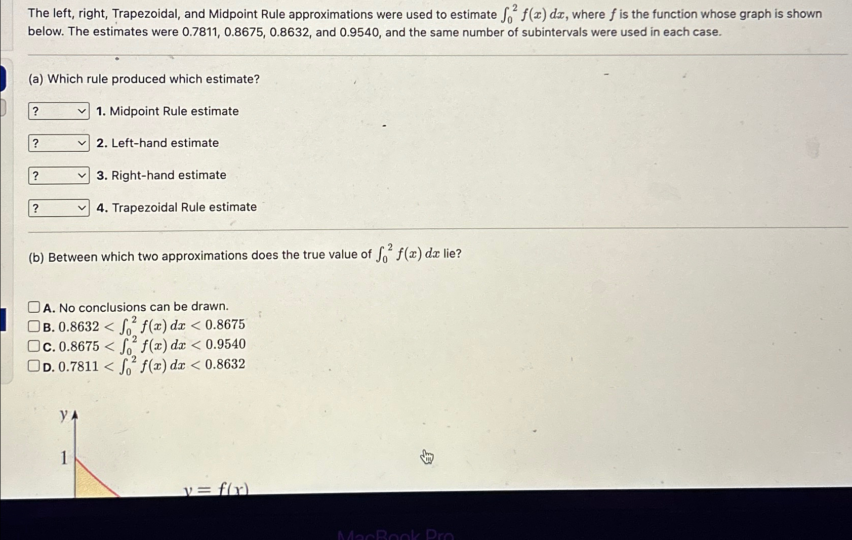The left, right, Trapezoidal, and Midpoint Rule | Chegg.com