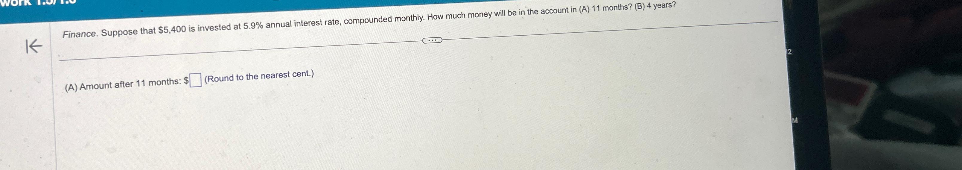 Solved Finance. Suppose that $5,400 ﻿is invested at 5.9% | Chegg.com