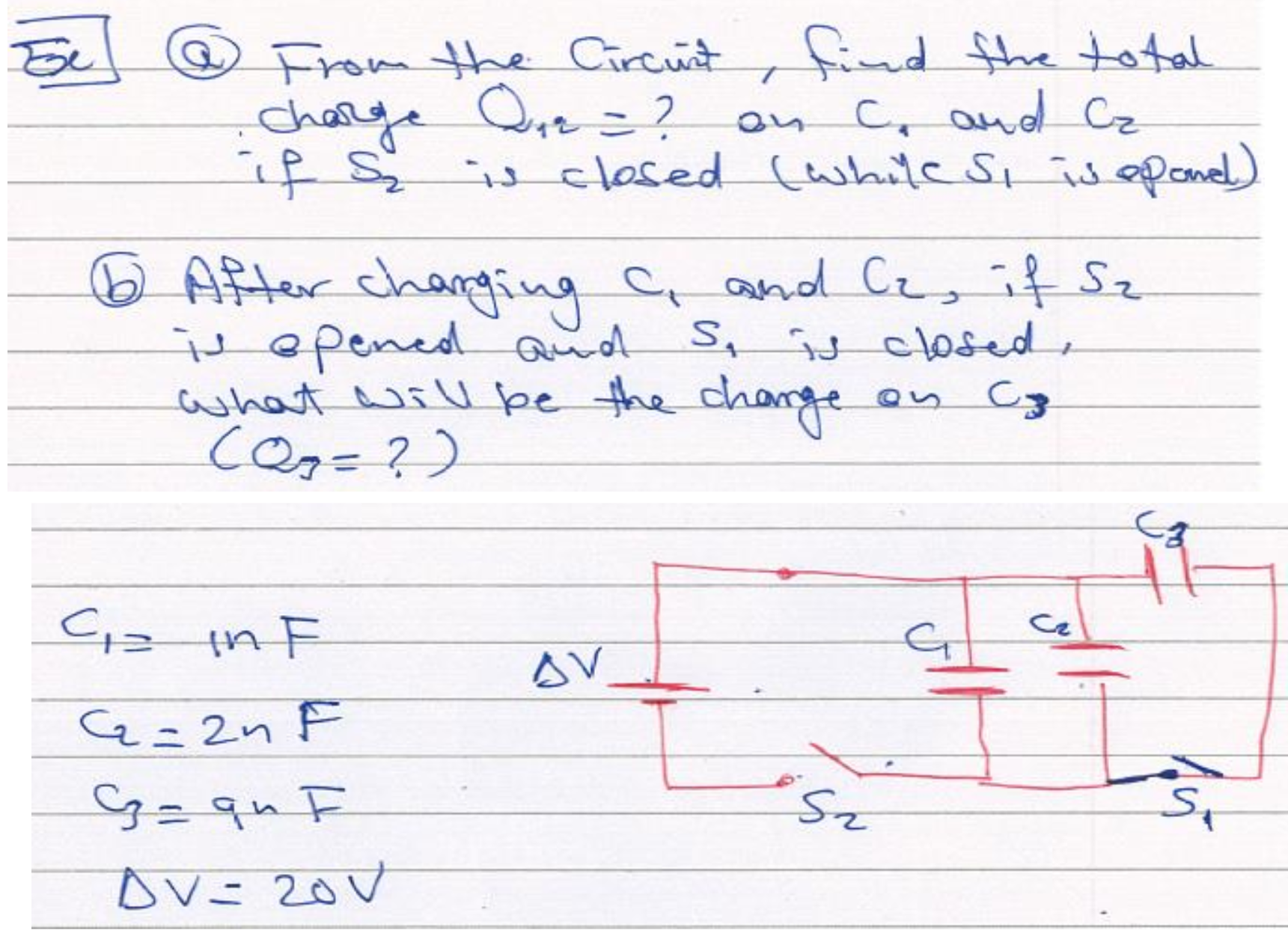 Solved Ex (a) ﻿From the Circuit, find the totalcharge Q12= ? | Chegg.com