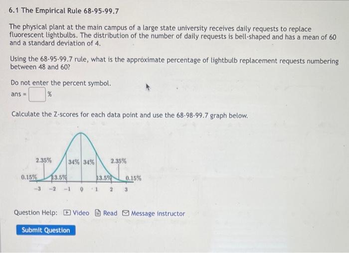 Solved 6.1 The Empirical Rule 68-95-99.7 The physical plant | Chegg.com