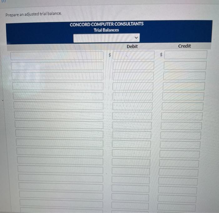 Solved Prepare an adjusted trial balance. CONCORD COMPUTER | Chegg.com