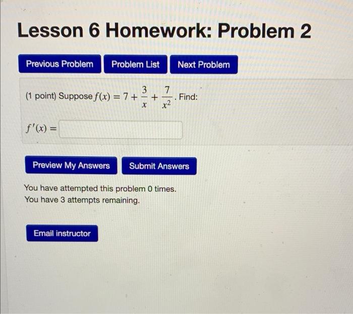 Solved Lesson 6 Homework Problem 2 Previous Problem Problem