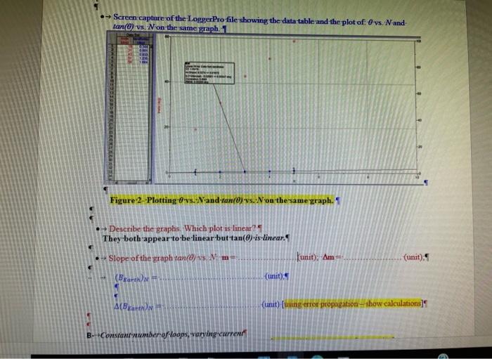 →→ Screen capture of the LoggerPro file showing the | Chegg.com
