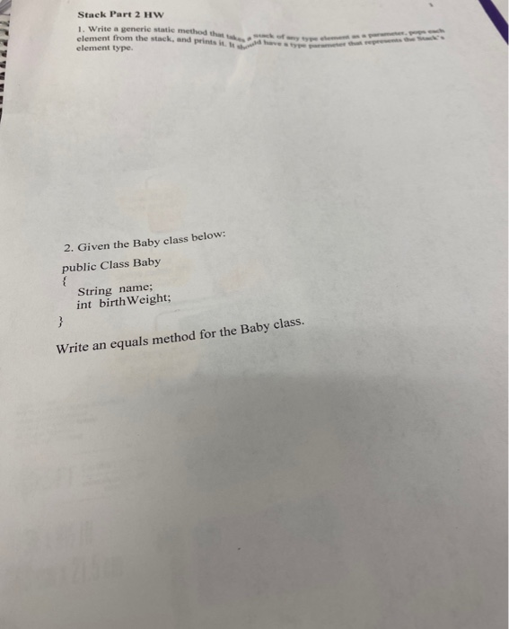 Solved Stack Part 2 HW Write a generic static method th | Chegg.com