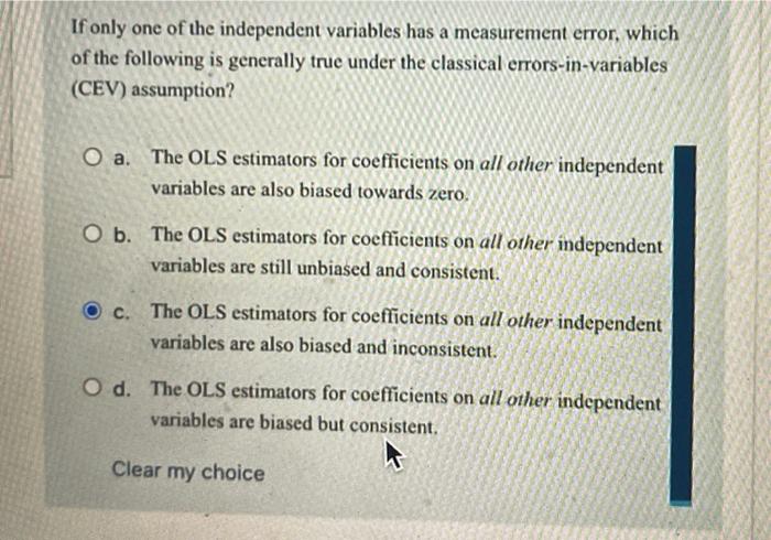 Solved If only one of the independent variables has a | Chegg.com