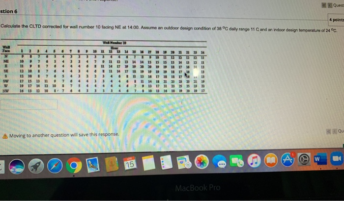 Solved stion 6 Calculate the CLTD corrected for wall number | Chegg.com