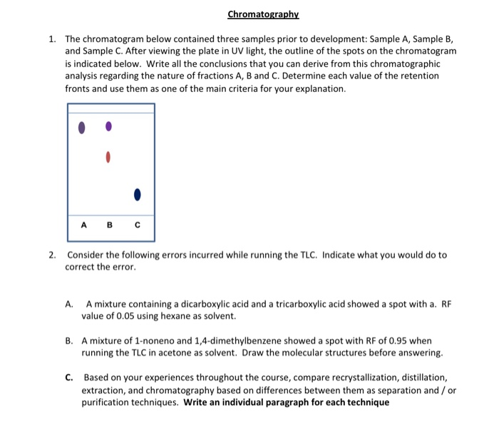 Solved Chromatography 1. The chromatogram below contained | Chegg.com