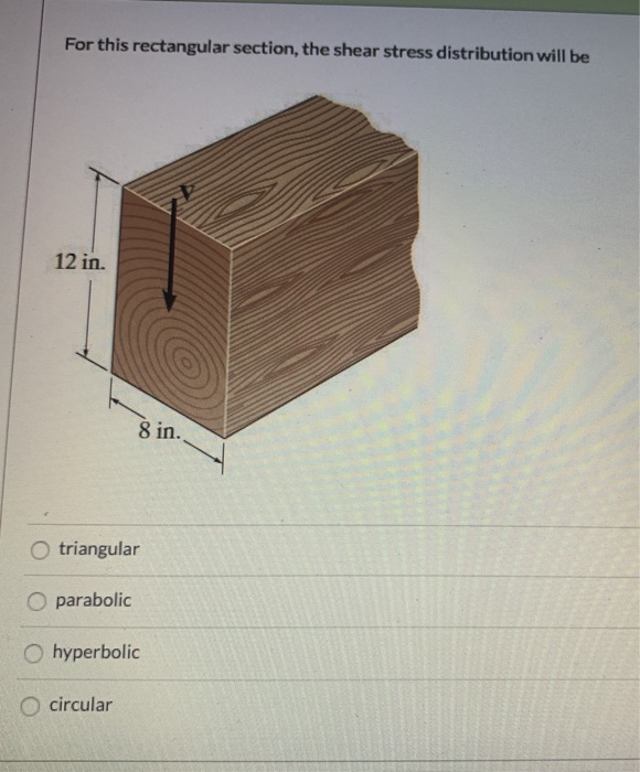 Solved For this rectangular section, the shear stress | Chegg.com