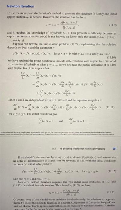Solved V SE 1. Use the Nonlinear Shooting Algorithm with h = | Chegg.com