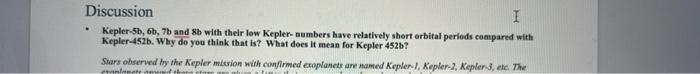 Solved Discussion Kepler-5b, 6 b, 7 b and 8 b with their low | Chegg.com