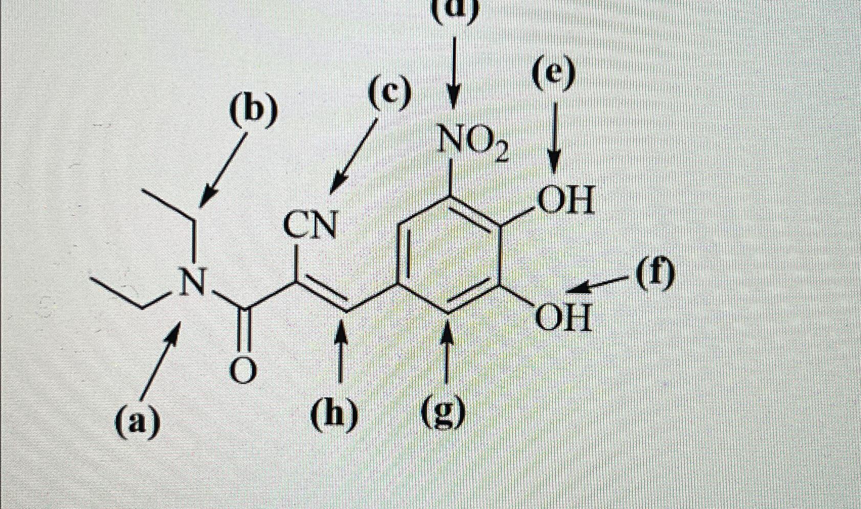 Solved Consider the structure of Entacapone (Comtan), ﻿a | Chegg.com