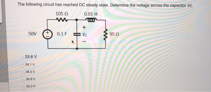 Solved The following circuit has reached DC steady state. | Chegg.com