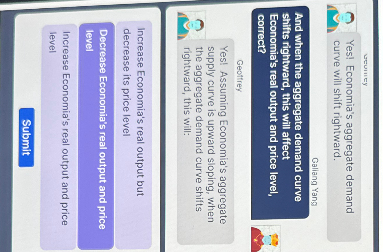 Solved veUIIEyYes! Economia's aggregate demand curve will | Chegg.com