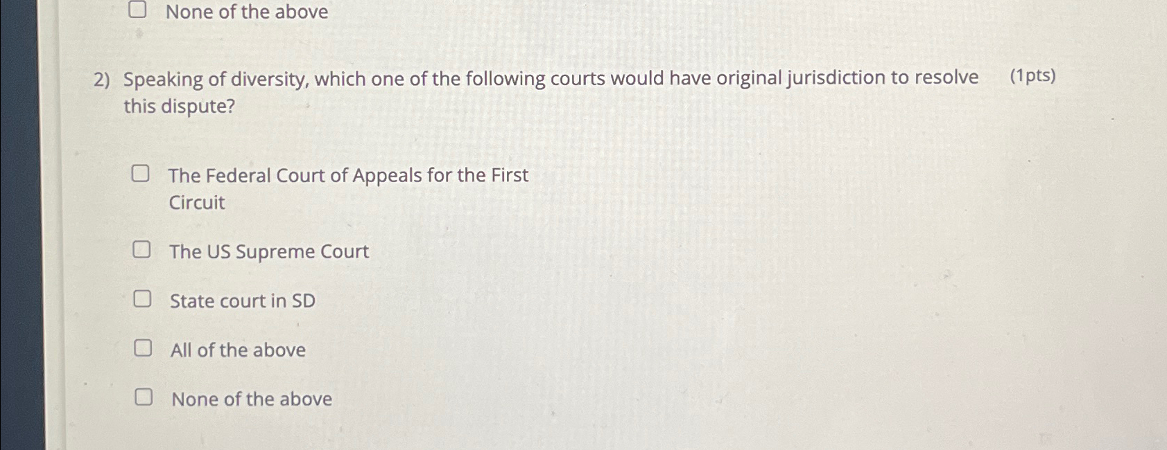 Solved None of the aboveSpeaking of diversity, which one of | Chegg.com