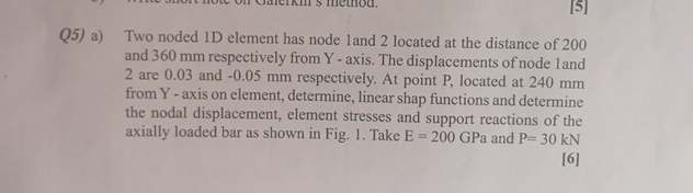 Solved Q5) ﻿a) ﻿Two noded 1D element has node 1 ﻿and 2 | Chegg.com