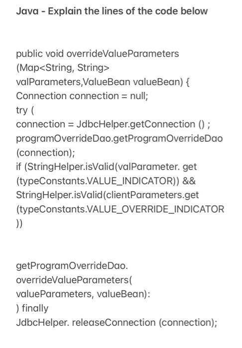 Solved Java - Explain the lines of the code below public | Chegg.com