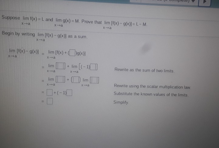 Solved Suppose lim f(x) = L and lim g(x) = M. Prove that lim | Chegg.com