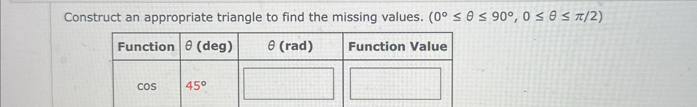 Solved Construct an appropriate triangle to find the missing | Chegg.com