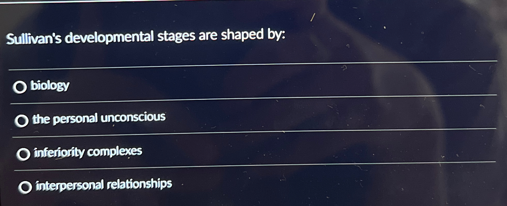 Solved Sullivan's developmental stages are shaped | Chegg.com