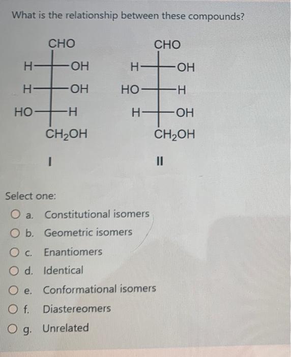 Solved What is the relationship between these compounds? | Chegg.com