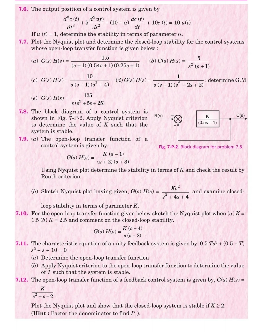 7.6. ﻿The output position of a control system is | Chegg.com