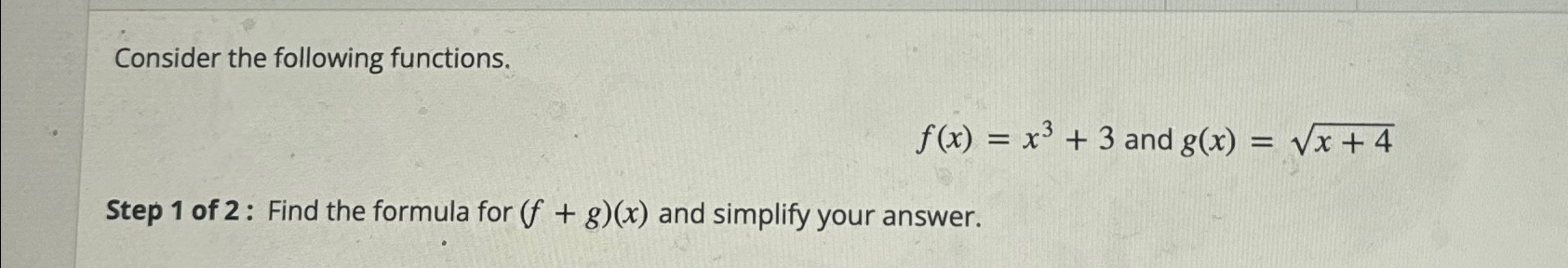 Solved Consider the following functions.f(x)=x3+3 ﻿and | Chegg.com