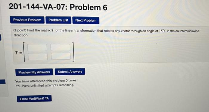 Solved 201-144-VA-07: Problem 6 Previous Problem Probler | Chegg.com