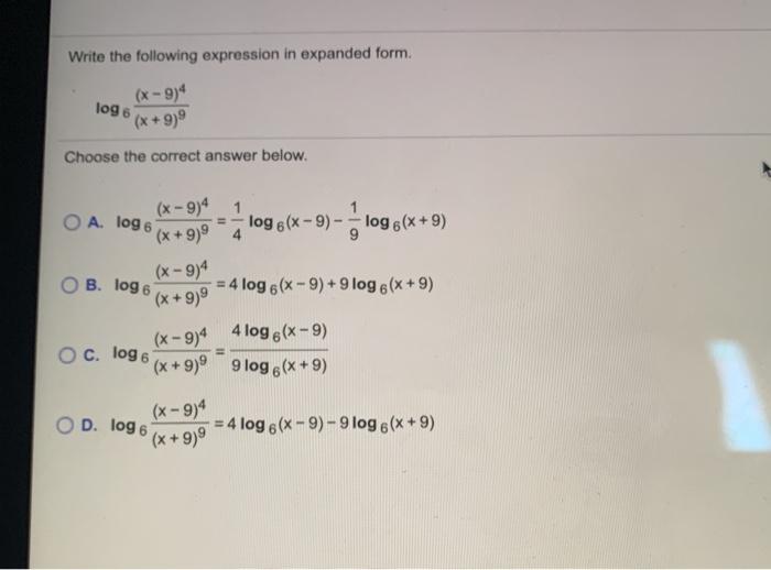 Solved Write the following expression in expanded form. log | Chegg.com
