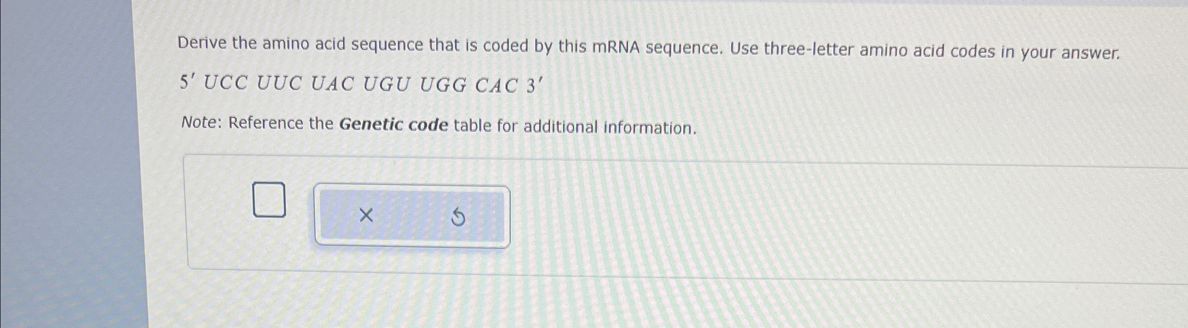 Solved Derive the amino acid sequence that is coded by this | Chegg.com