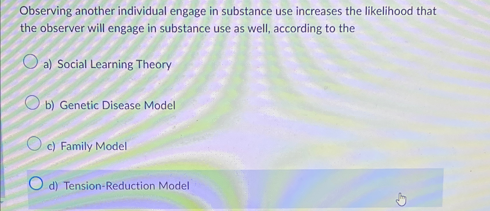 Solved Observing another individual engage in substance use | Chegg.com