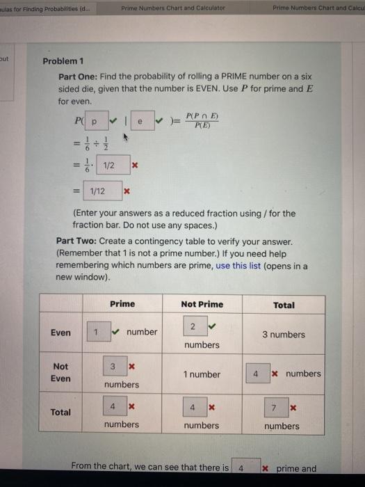 Solved mulas for Finding Probabilities id Prime Numbers | Chegg.com