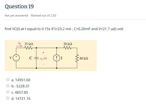 Solved find VC(t) ﻿at t equal to 0.15 ﻿s if | Chegg.com