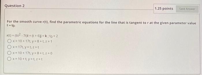 Solved For the smooth curve r(t), find the parametric | Chegg.com