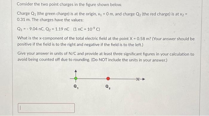 Solved Charge Q1 (the green charge) is at the origin, x1=0 | Chegg.com