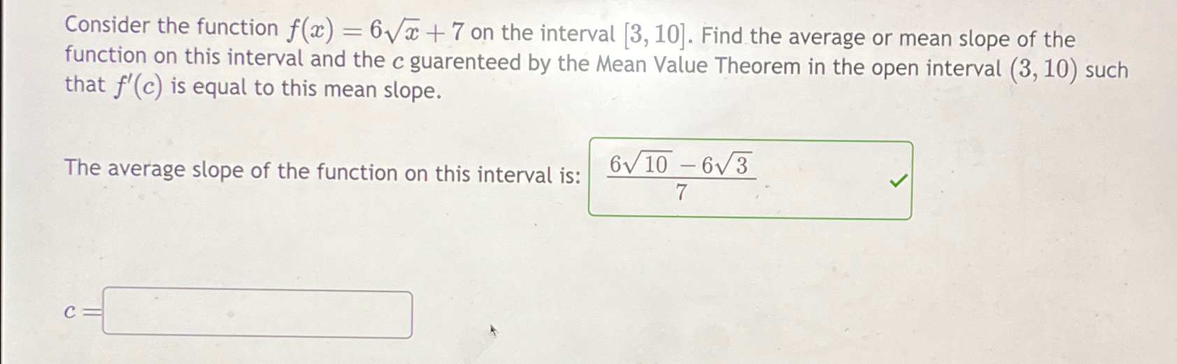 Solved Consider the function f(x)=6x2+7 ﻿on the interval | Chegg.com