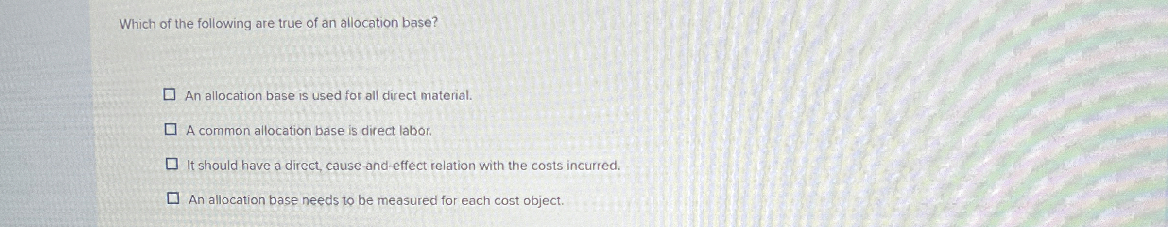 Solved Which of the following are true of an allocation | Chegg.com