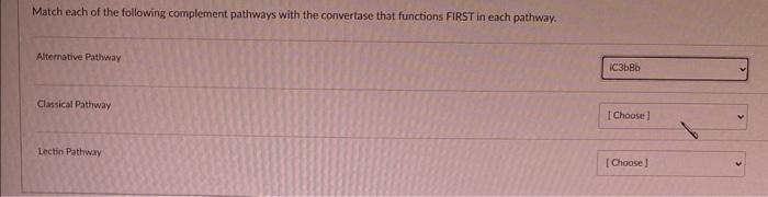 Solved Match each of the following complement pathways with | Chegg.com