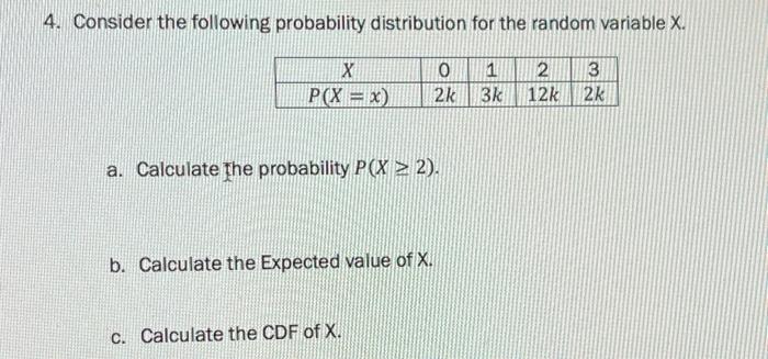 Solved Consider the following probability distribution for | Chegg.com